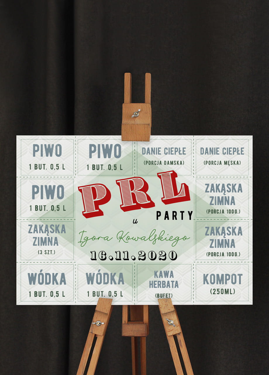 Tablica powitalna gości PRL PARTY / 30 urodziny - sklep PartyBox.pl