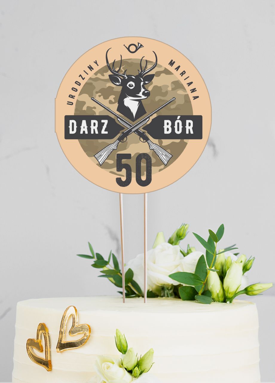Topper dekoracja na tort DLA MYŚLIWEGO / Dekoracje na tort na 50 urodziny